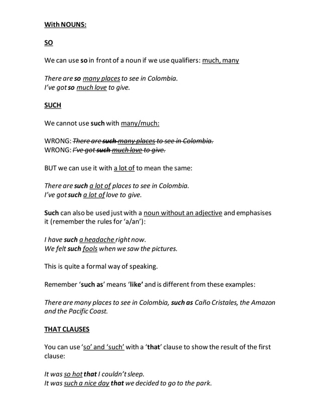 Intensifiers: So and Such | PDF