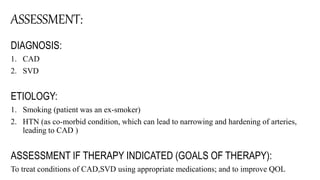 Soap analysis on Coronary Artery Disease: By RxVichuZ! | PPTX