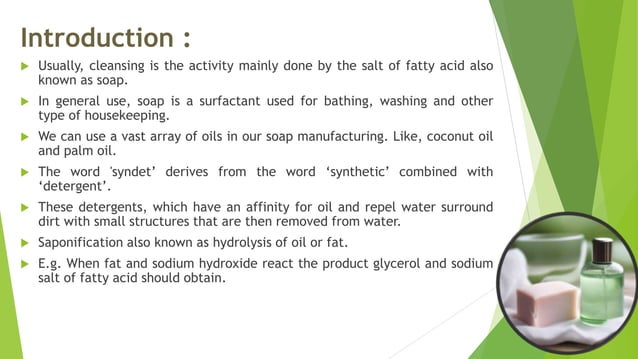 Role of Soap based and synthetic or syndets bar | PPTX | Candle and Soap Making | Arts and Crafts
