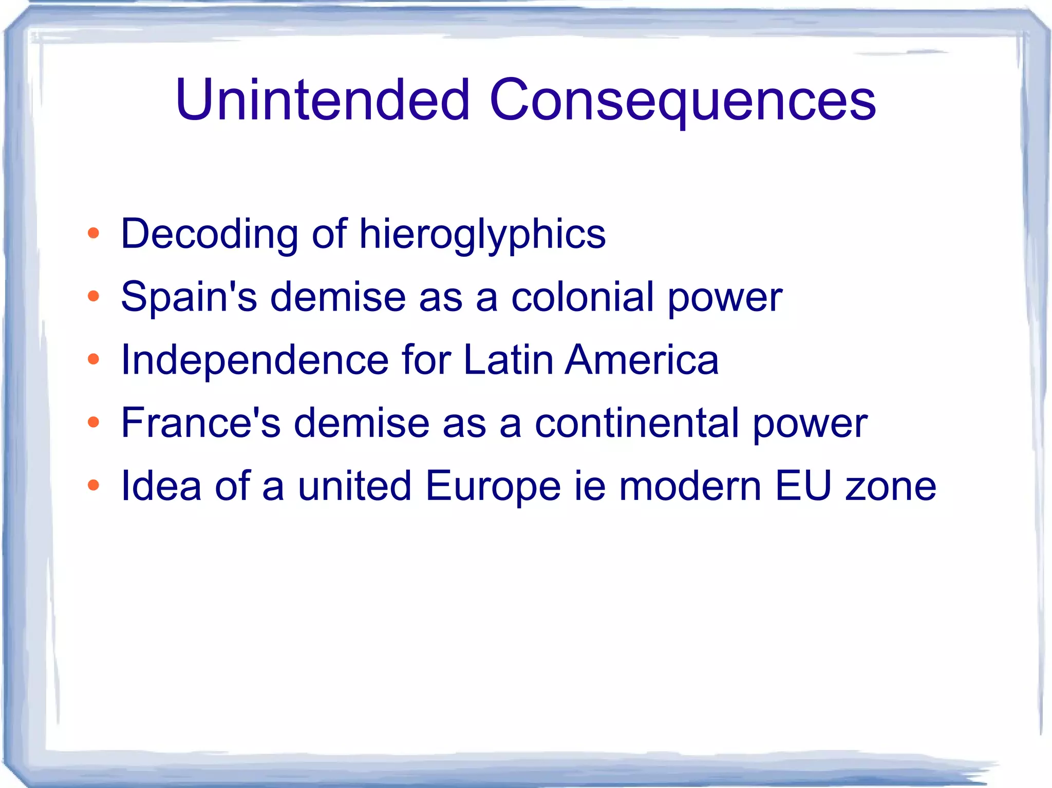 Napoleonic Wars and the Law of unintended consequences | PPT