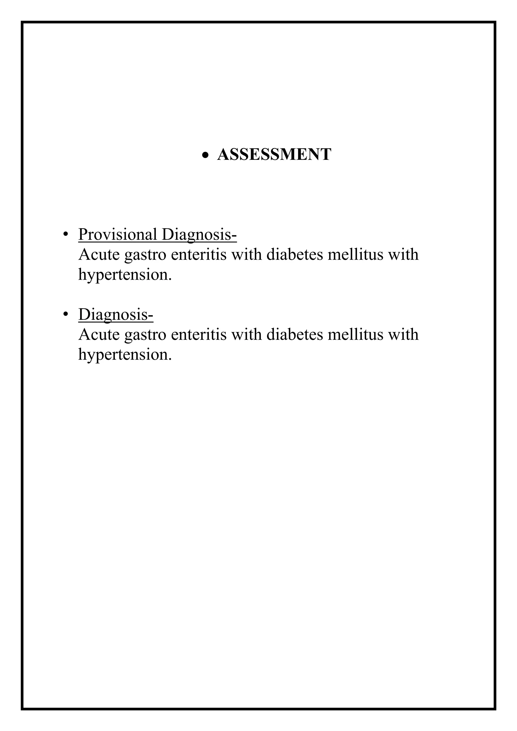 SOAP CASE PRESENTATION ON ACUTE GASTRO ENTRITITIS WITH DIABETES ...
