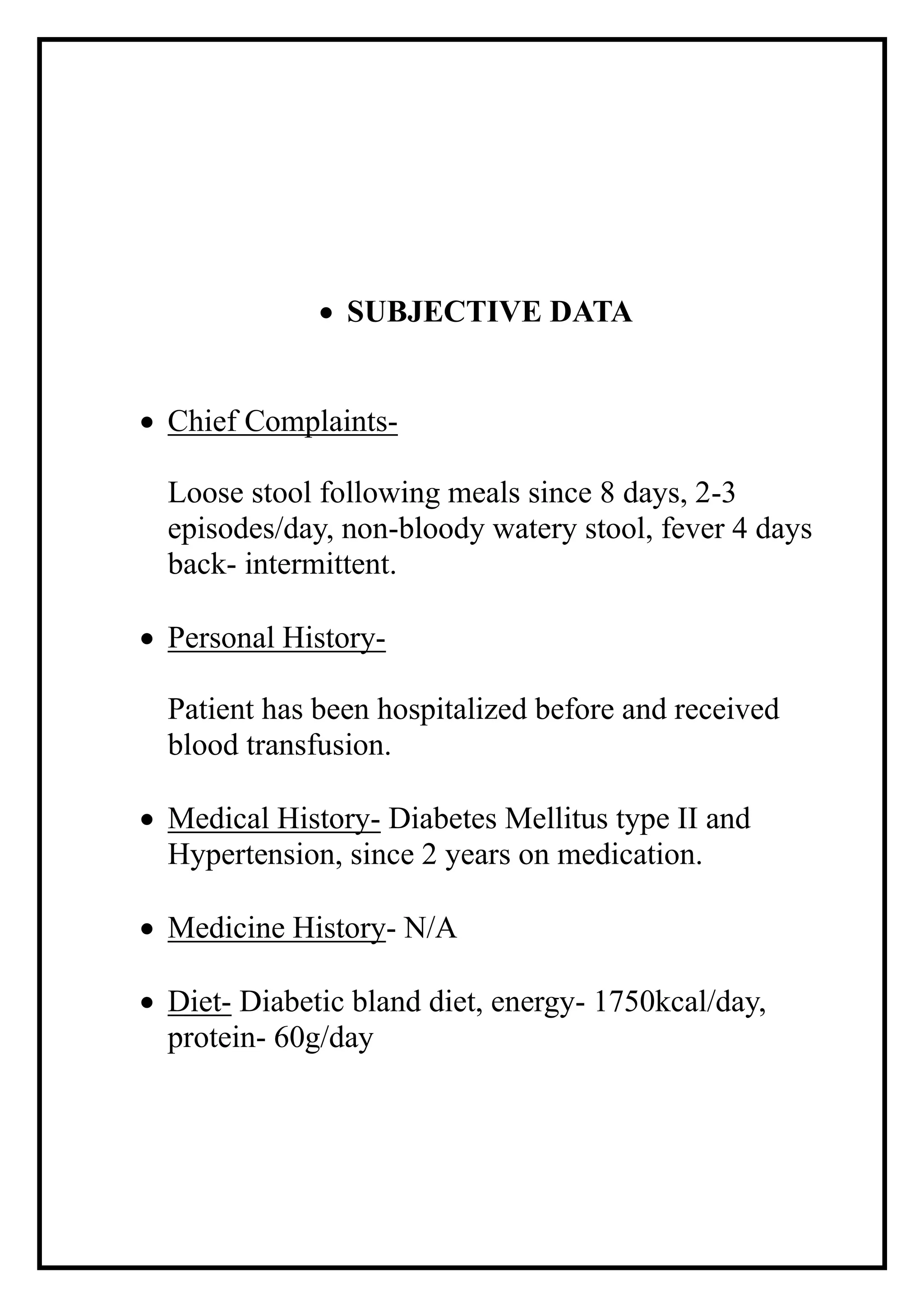 SOAP CASE PRESENTATION ON ACUTE GASTRO ENTRITITIS WITH DIABETES ...