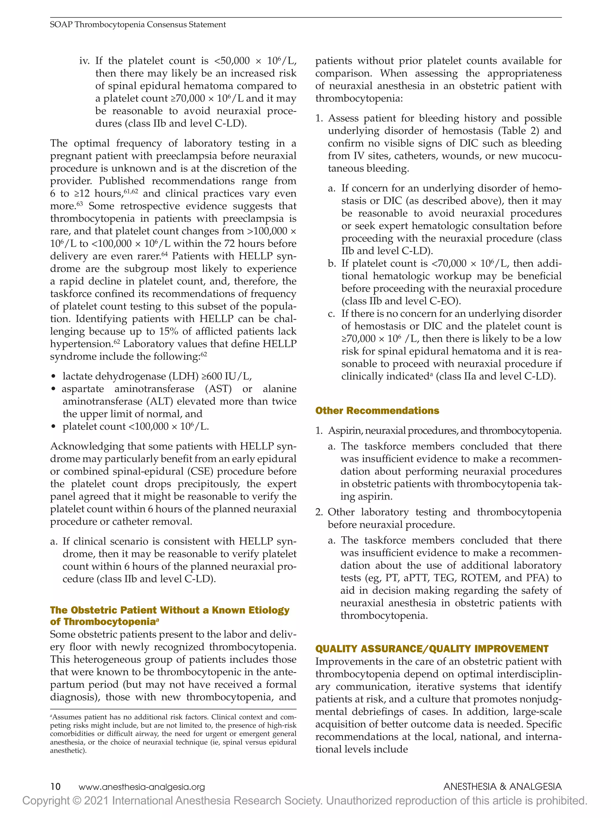 Soap consensus statement thrombocytopenia 2021 | PDF | Pregnancy ...