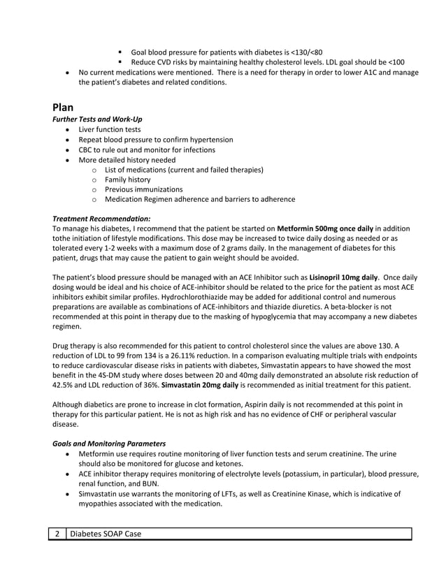 Diabetes SOAP Note Exercise | DOCX | Diabetes | Diseases and Conditions
