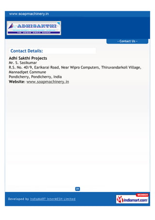 Adhi Sakthi Projects, Pondicherry, Soap Plant | PDF