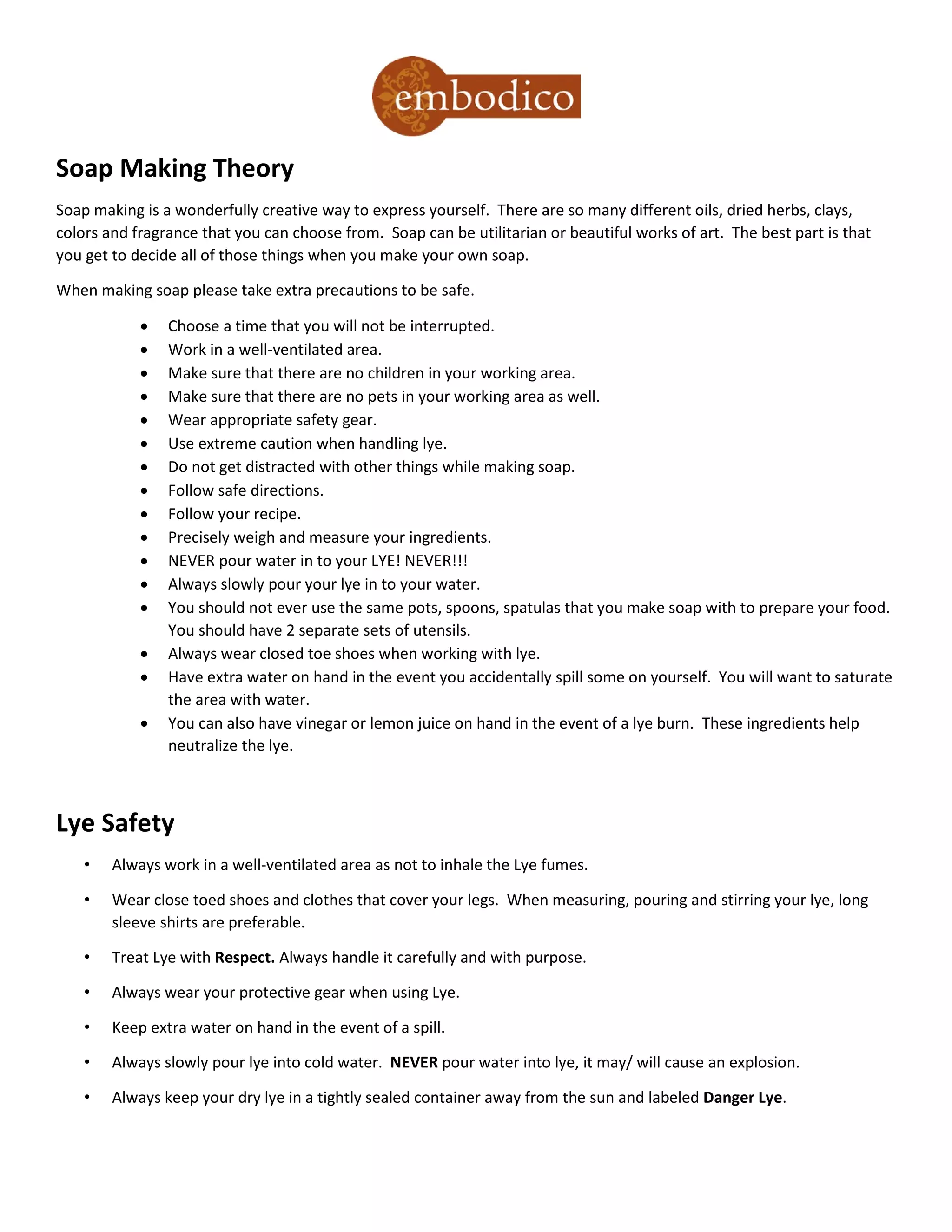 Soap Making Theory: Handouts from Shea 2013 workshops | PDF