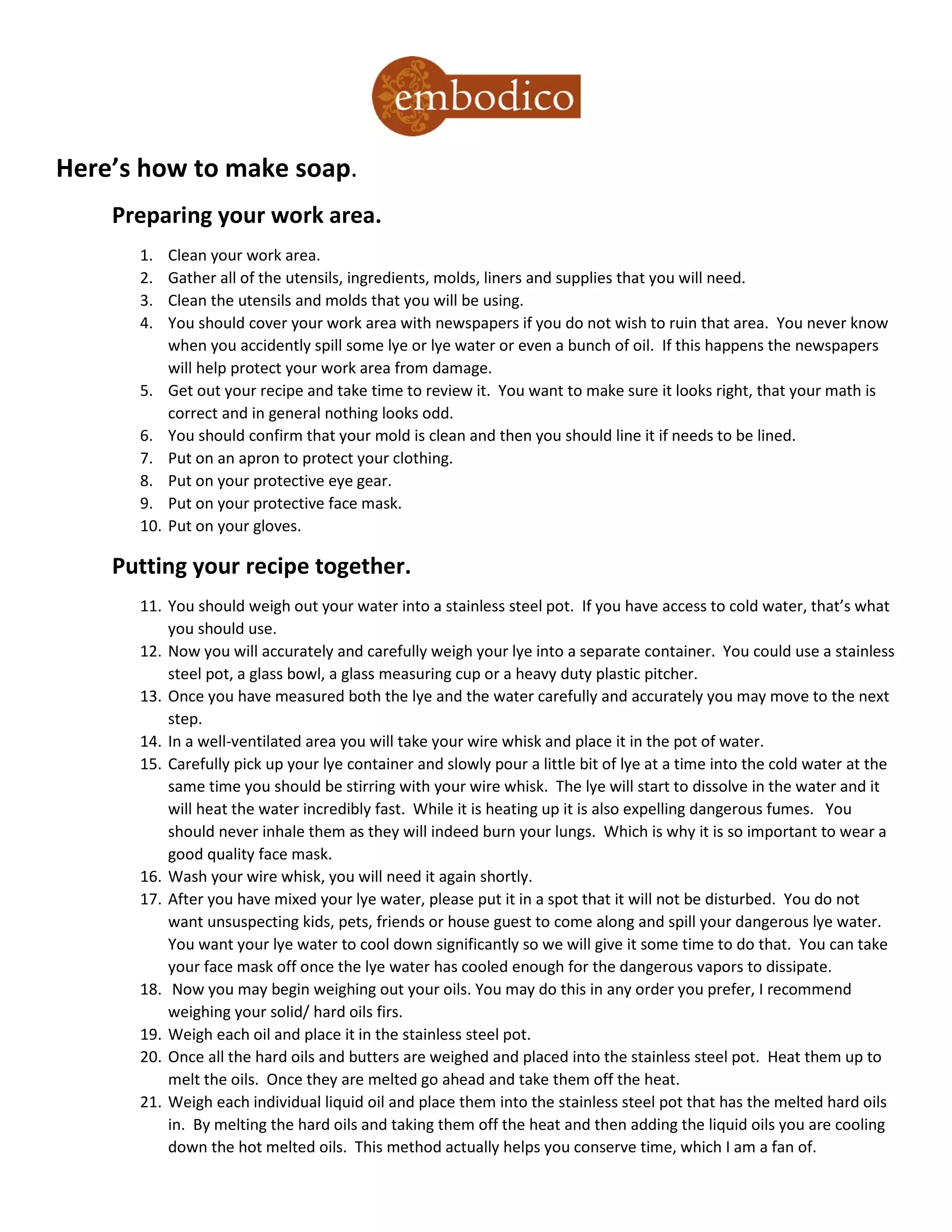Soap Making Theory: Handouts from Shea 2013 workshops | PDF