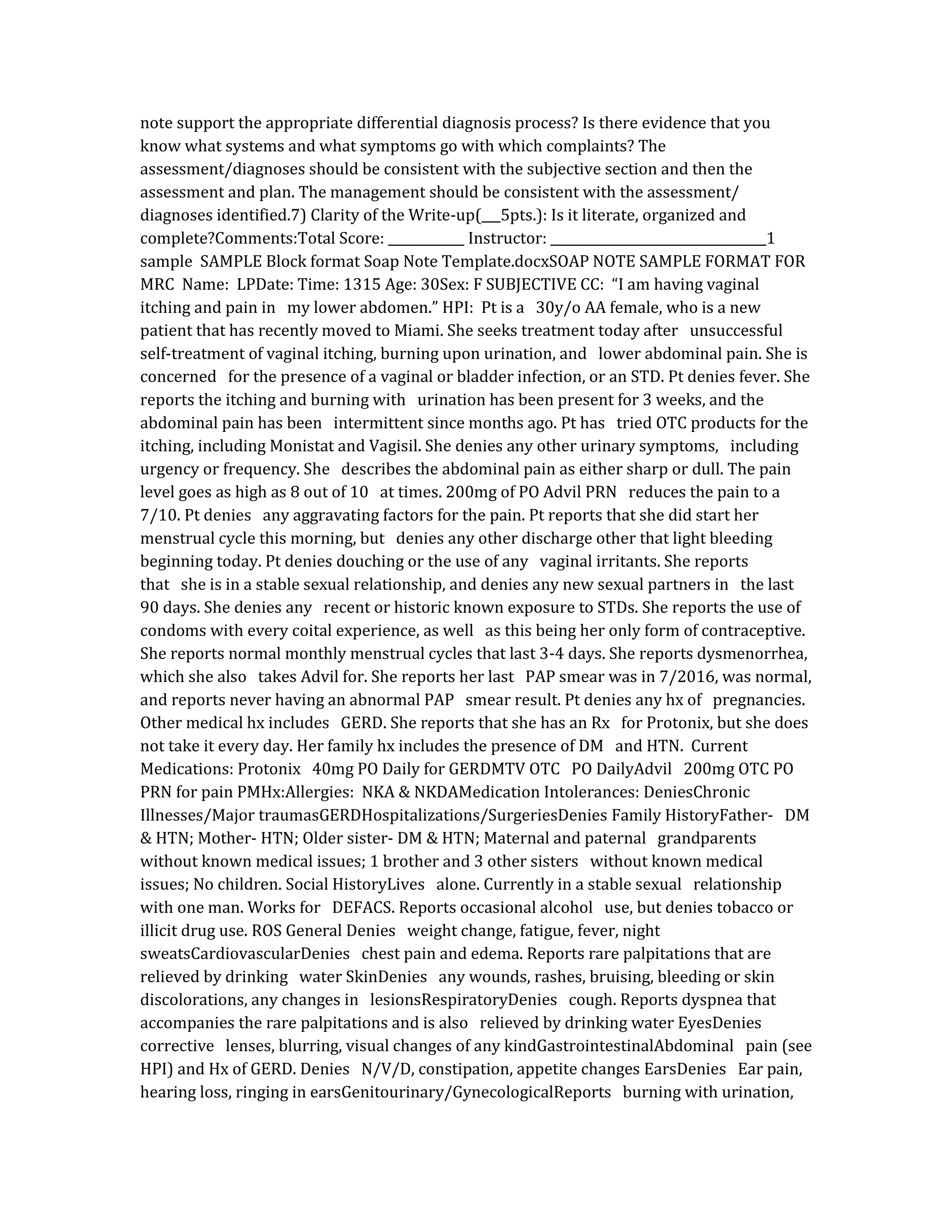 Soap Note 1 Acute Conditions.docx