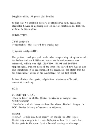 Soap Note 2 Chronic ConditionsSoap Note Chronic Conditions ( | DOCX