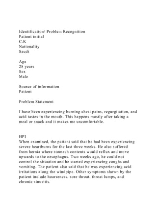 SOAP note Identification Problem RecognitionPatient ini.docx