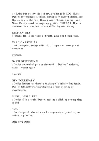 Soap Note # Main Diagnosis ( Exp H&P Note #3 DX Hypertension).docx
