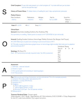 Samples Of Dental Clinical Notes