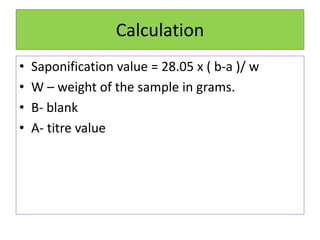 Soaponification value | PPTX