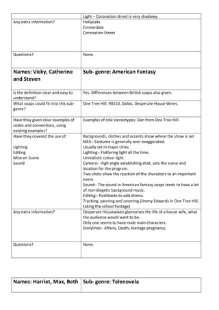 Soap Opera Presentations Notes | PDF