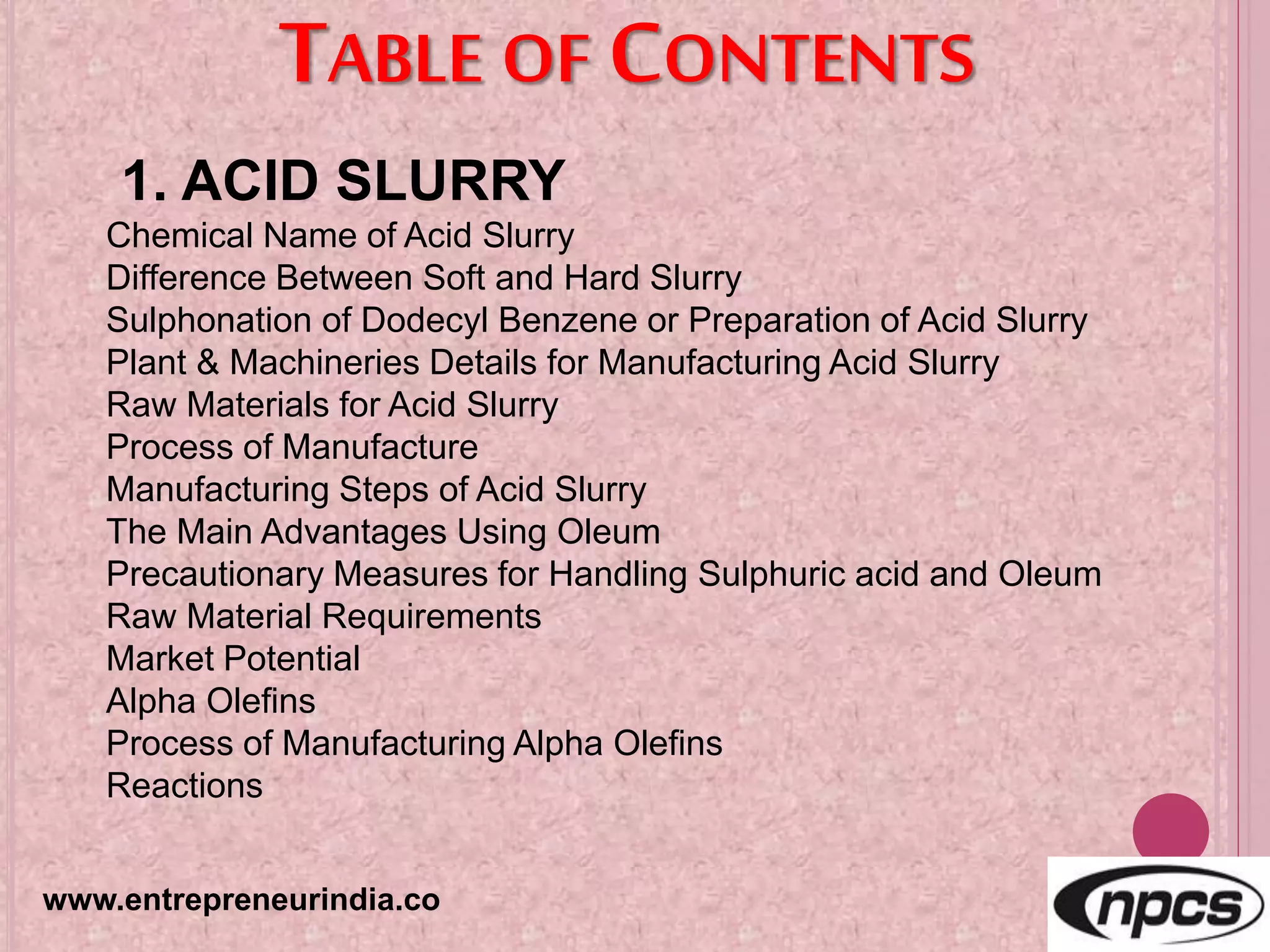 Manufacturing and Packaging Process of Soaps, Detergents & Acid Slurry ...