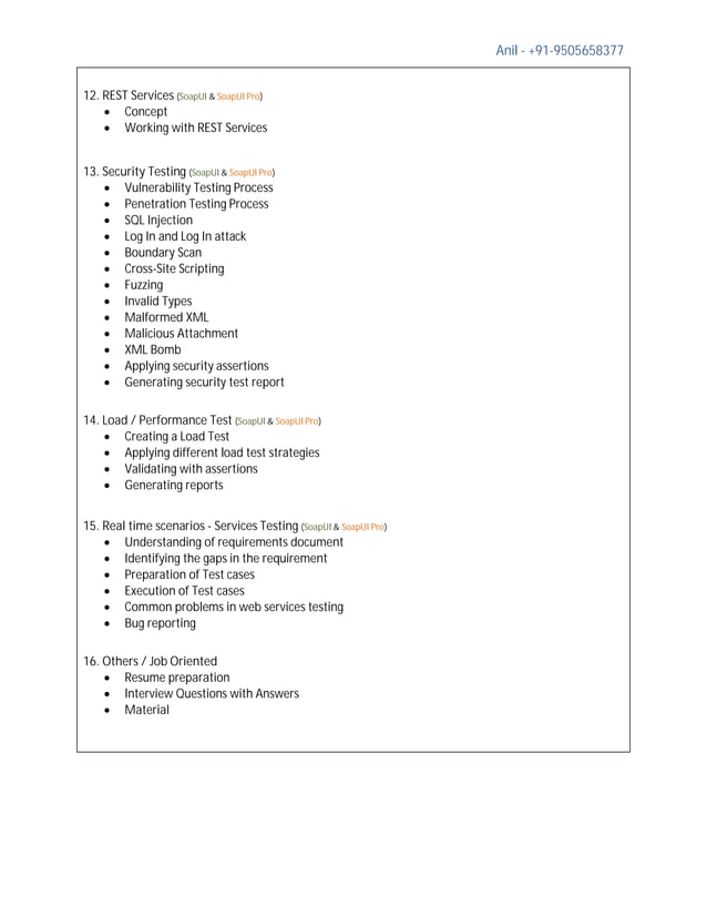 Soap Ui And Soapui Pro Course Contents Pdf