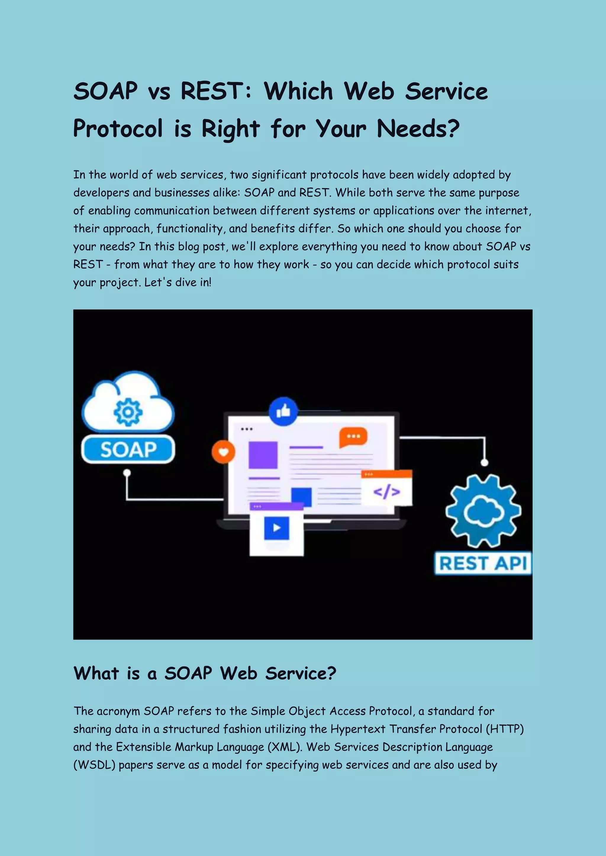 Soap Vs Rest Which Web Service Protocol Is Right For Your Needs Docx