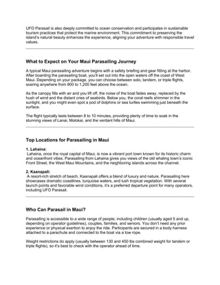 Soar Above the Pacific: Discover the Ultimate Thrill with Parasail Maui | PDF