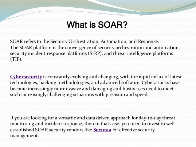 Soar cybersecurity | PPTX