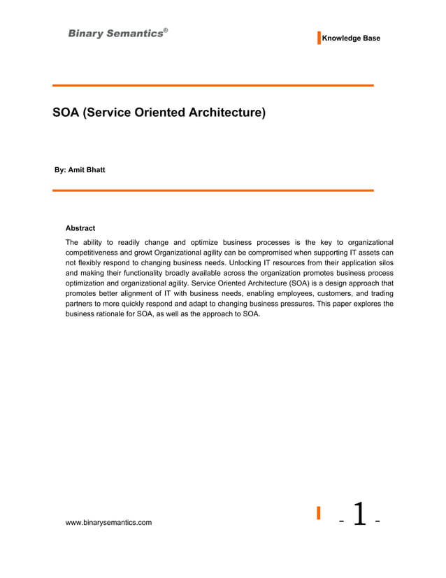 SOA (Service Oriented Architecture) | PDF