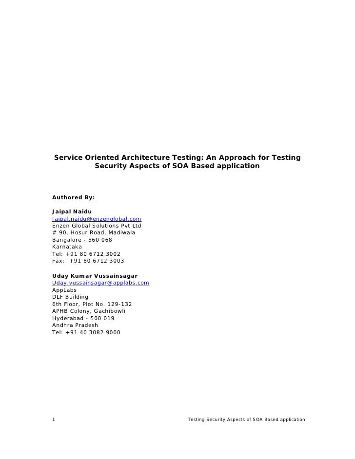 Soa Testing An Approach For Testing Security Aspects Of Soa Based A 3779