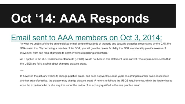 SOA vs CAS and AAA Timeline | PPT