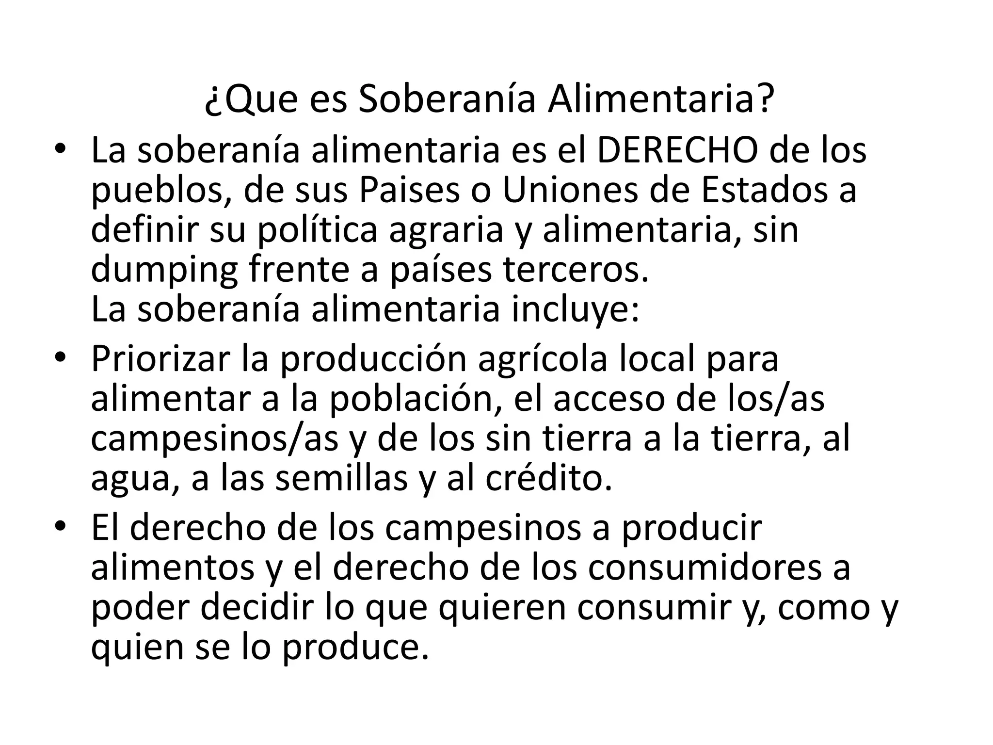 Soberania alimentaria | PPTX