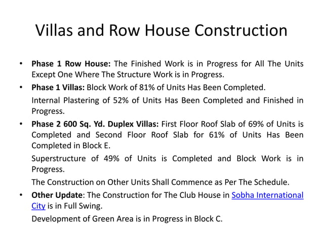 Villas & Row Houses in Sobha International City | PPT