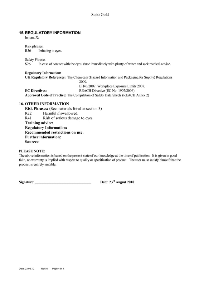 Sobo Gold: Manufactured | PDF