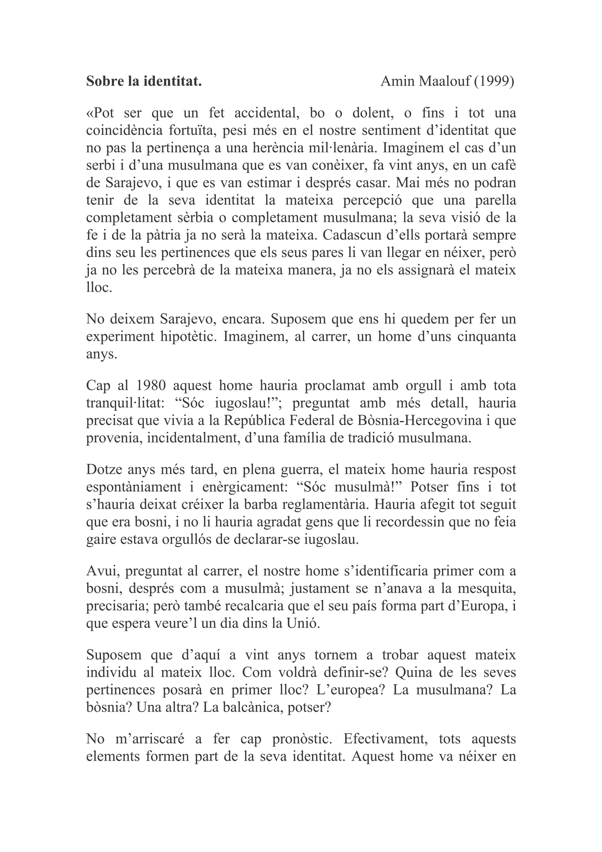 Sobre La Identitat | PDF