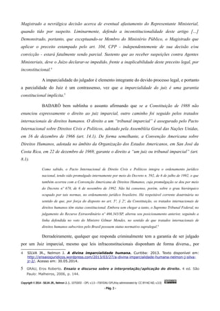 Sobre a imparcialidade do Magistrado - SILVA JR., Nelmon J. | PDF