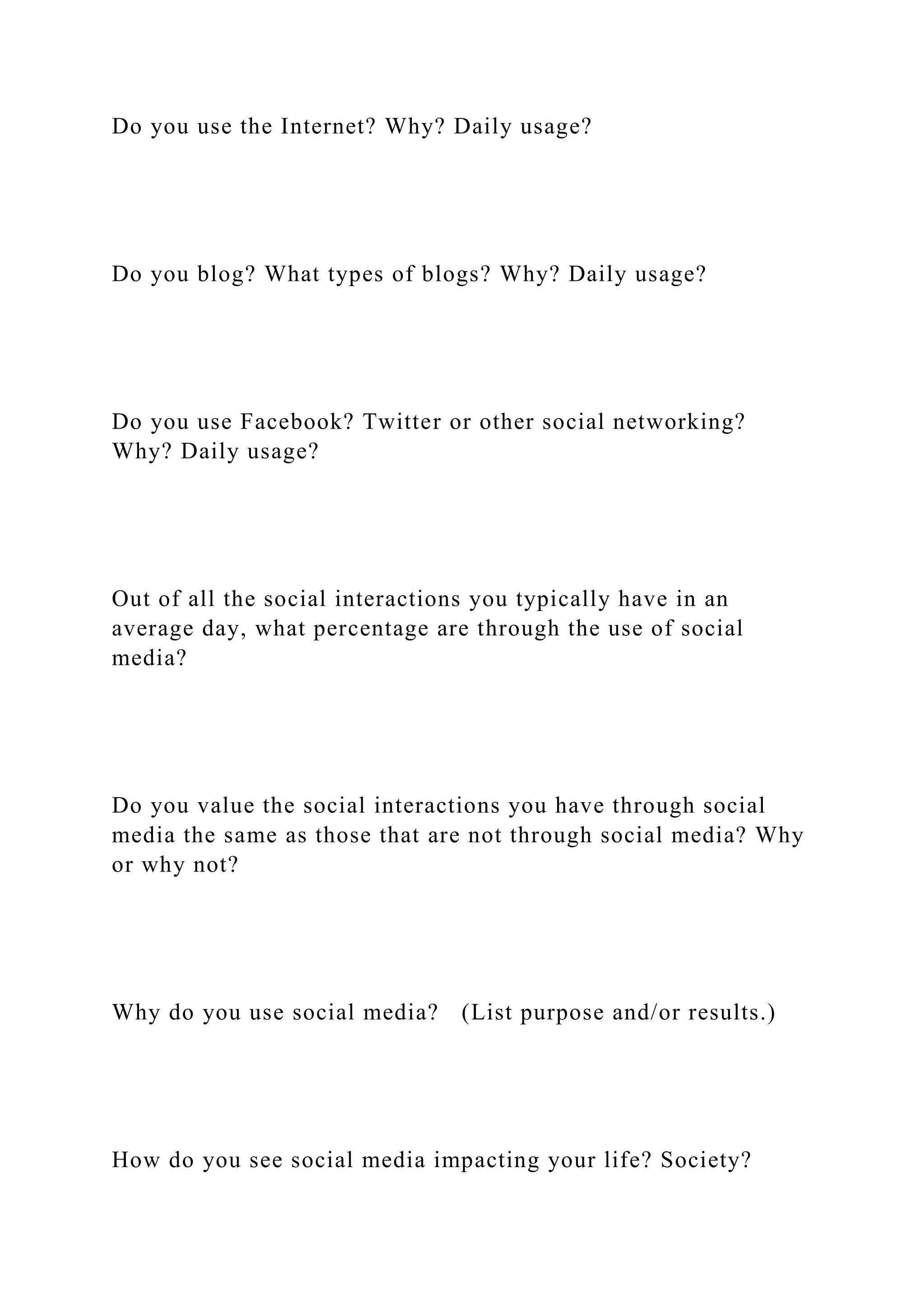 SOC-100 Social Media and Socialization Survey and Analysis.docx
