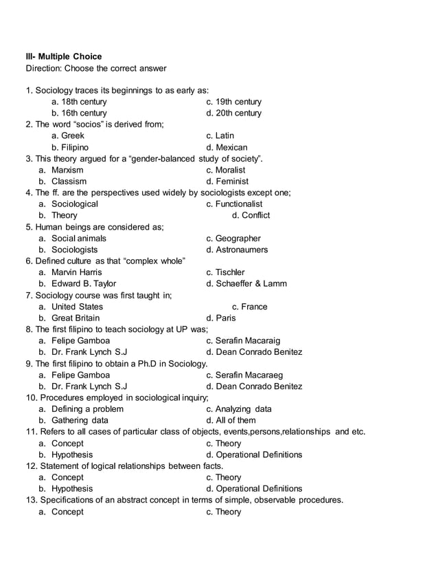 Test Soc. Sci. 4 | PDF
