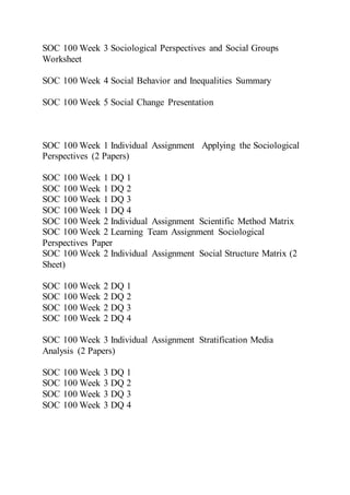 SOC 100 Social Responsibility - snaptutorial.com