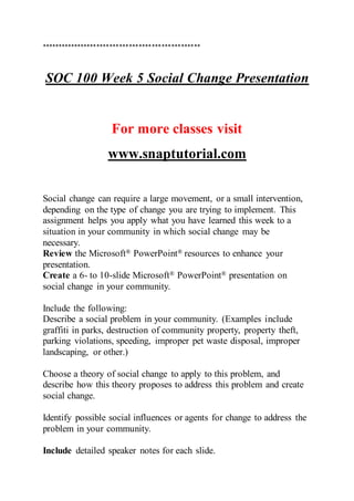 SOC 100 Social Responsibility - snaptutorial.com