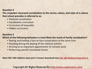 Soc 100 midterm exam part 2 assignment | PPT