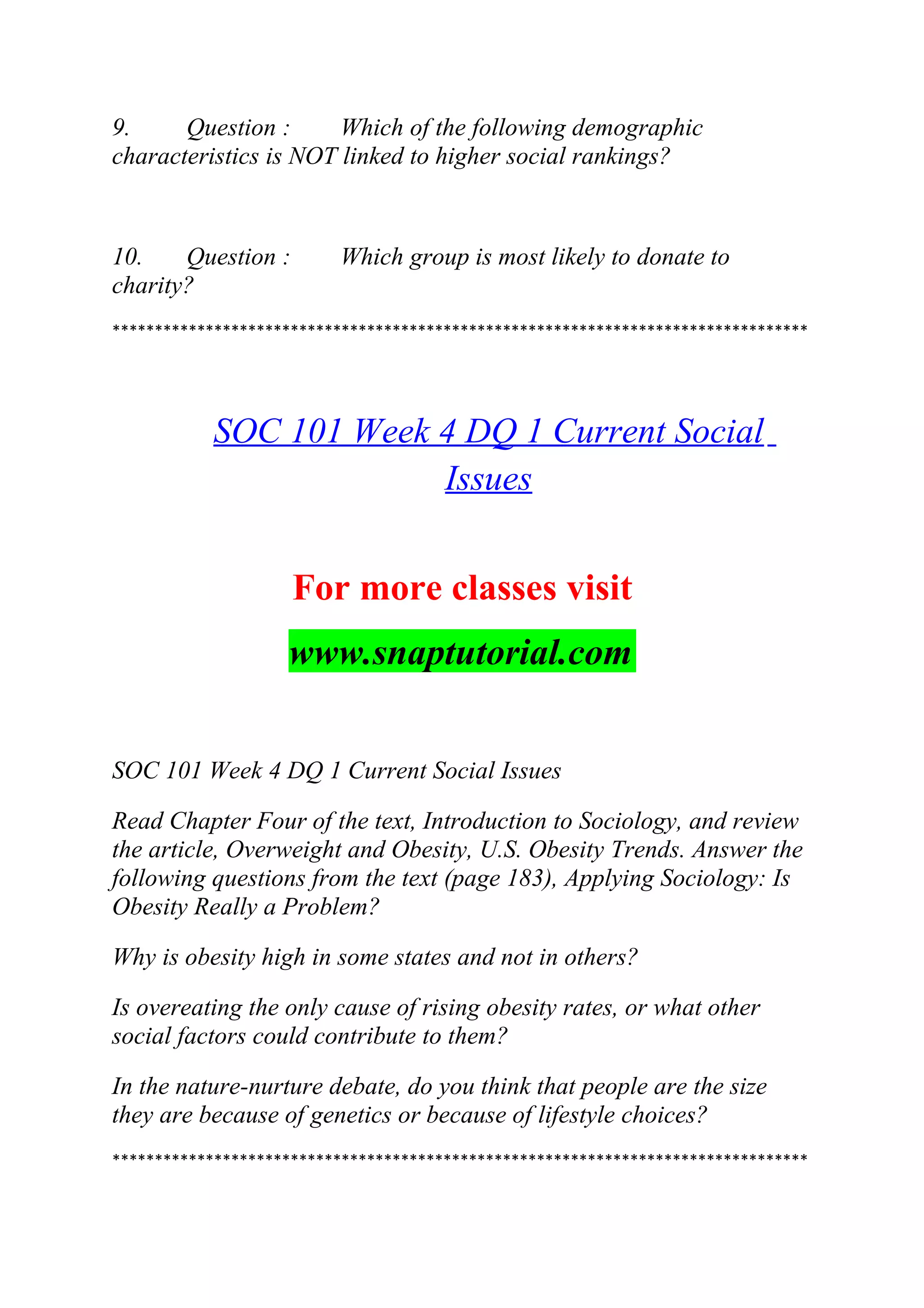Soc 101 Effective Communication / snaptutorial.com