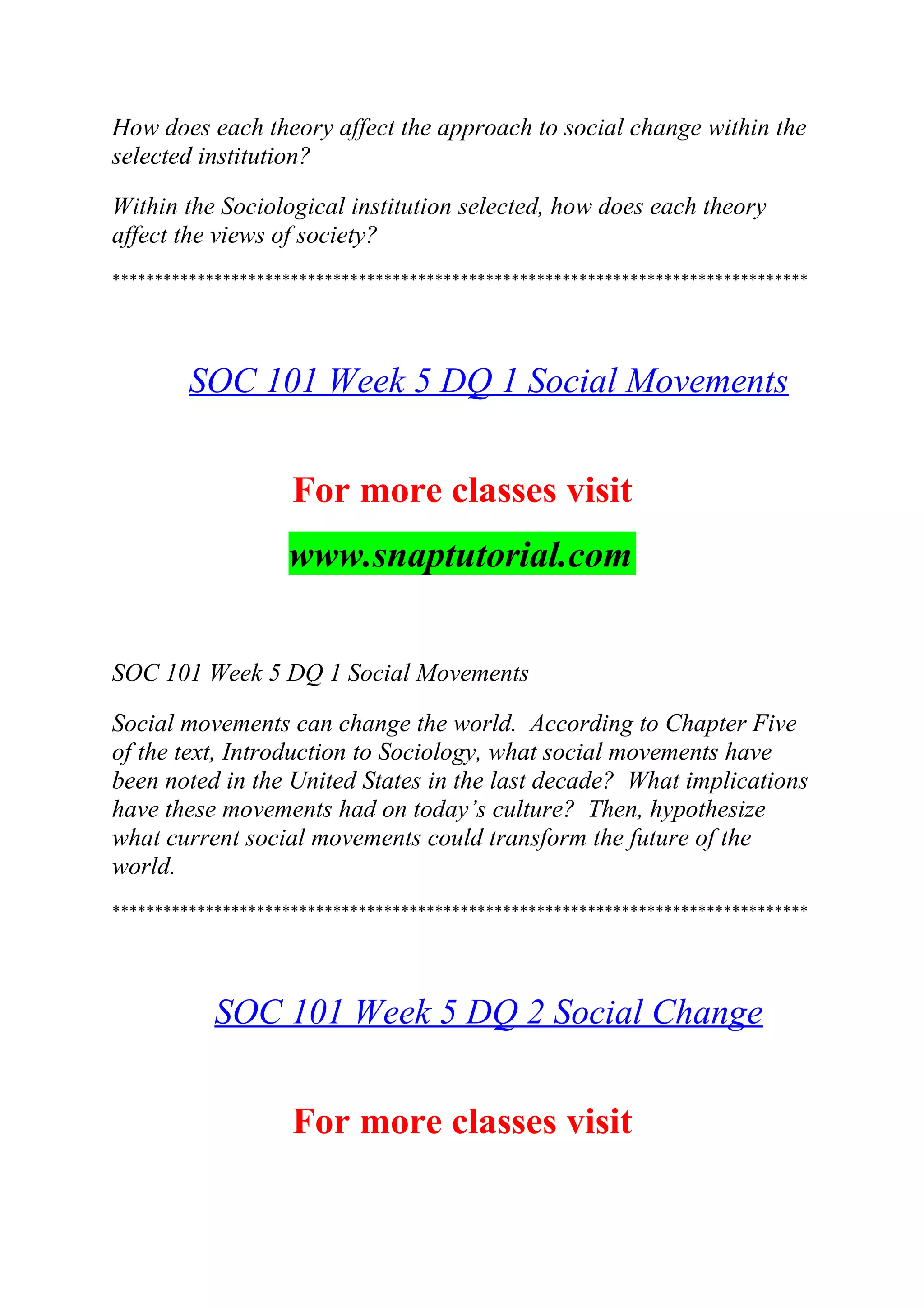 Soc 101 Effective Communication / snaptutorial.com
