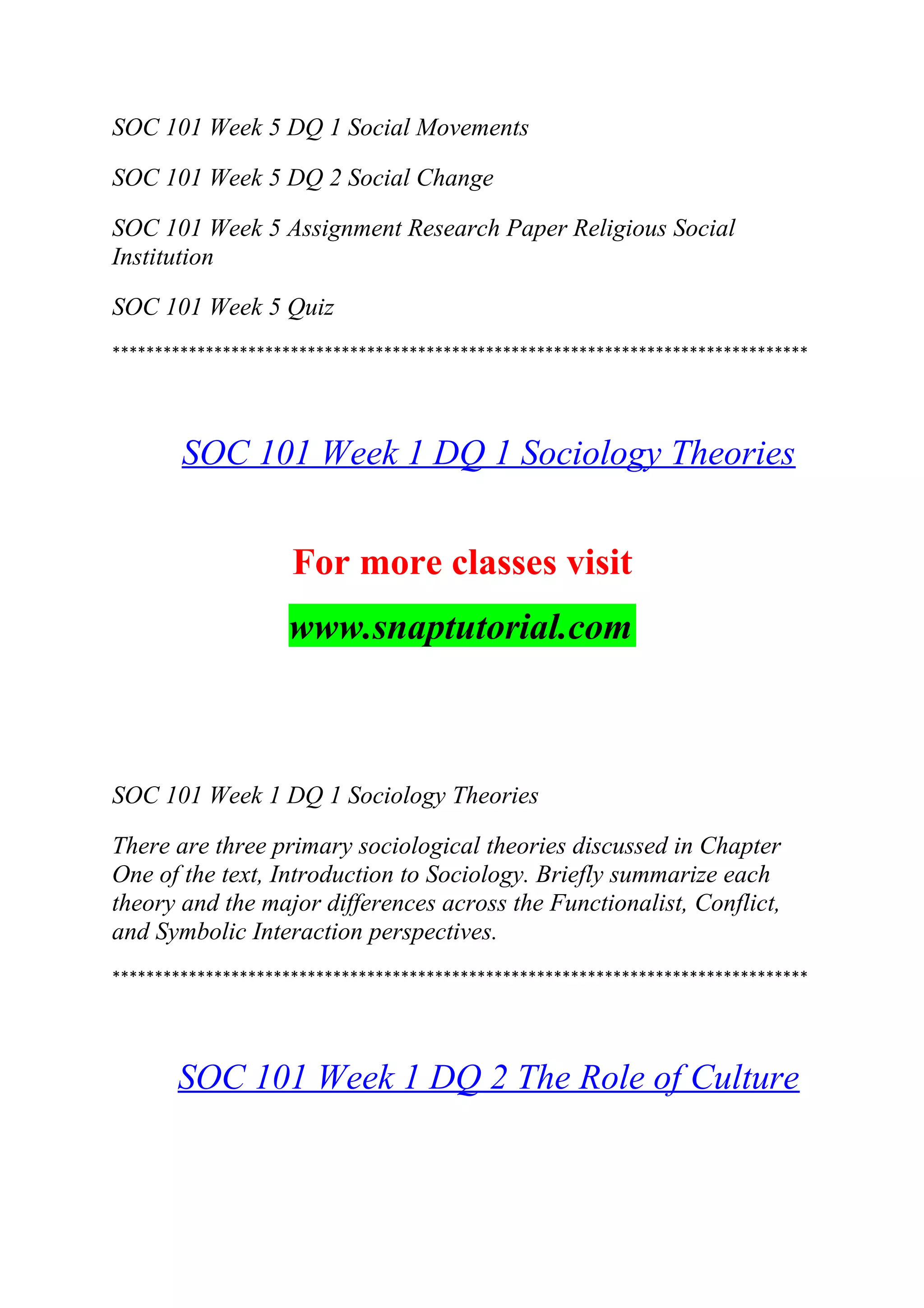 Soc 101 Effective Communication / snaptutorial.com