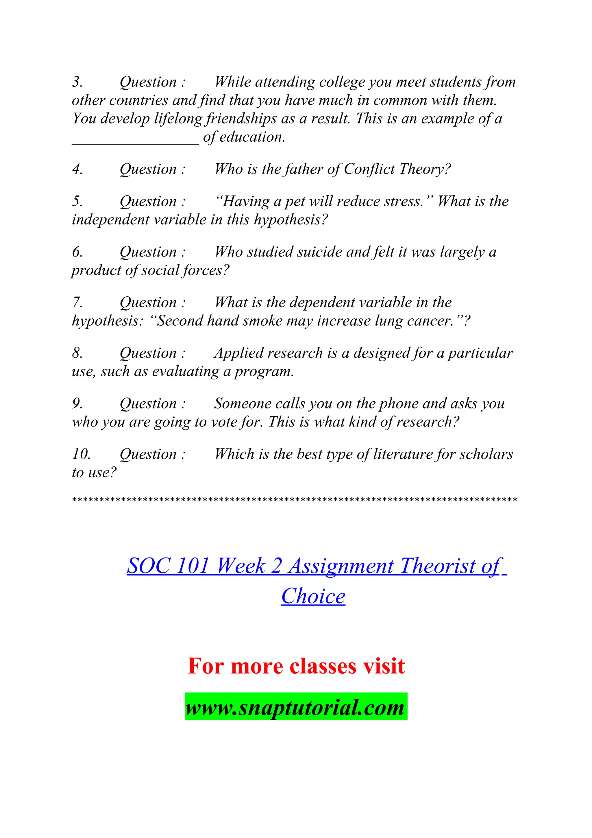 Soc 101 Effective Communication / snaptutorial.com