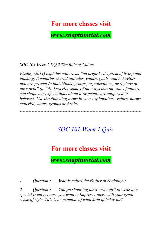 Soc 101 Effective Communication / snaptutorial.com