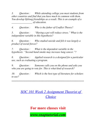 Soc 101 Effective Communication / snaptutorial.com