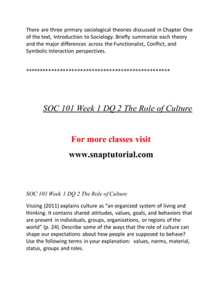 Soc 101 Enhance teaching / snaptutorial.com