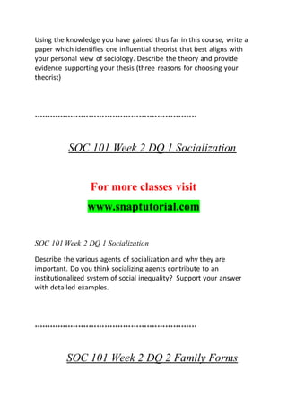 Soc 101 Education Specialist-snaptutorial.com