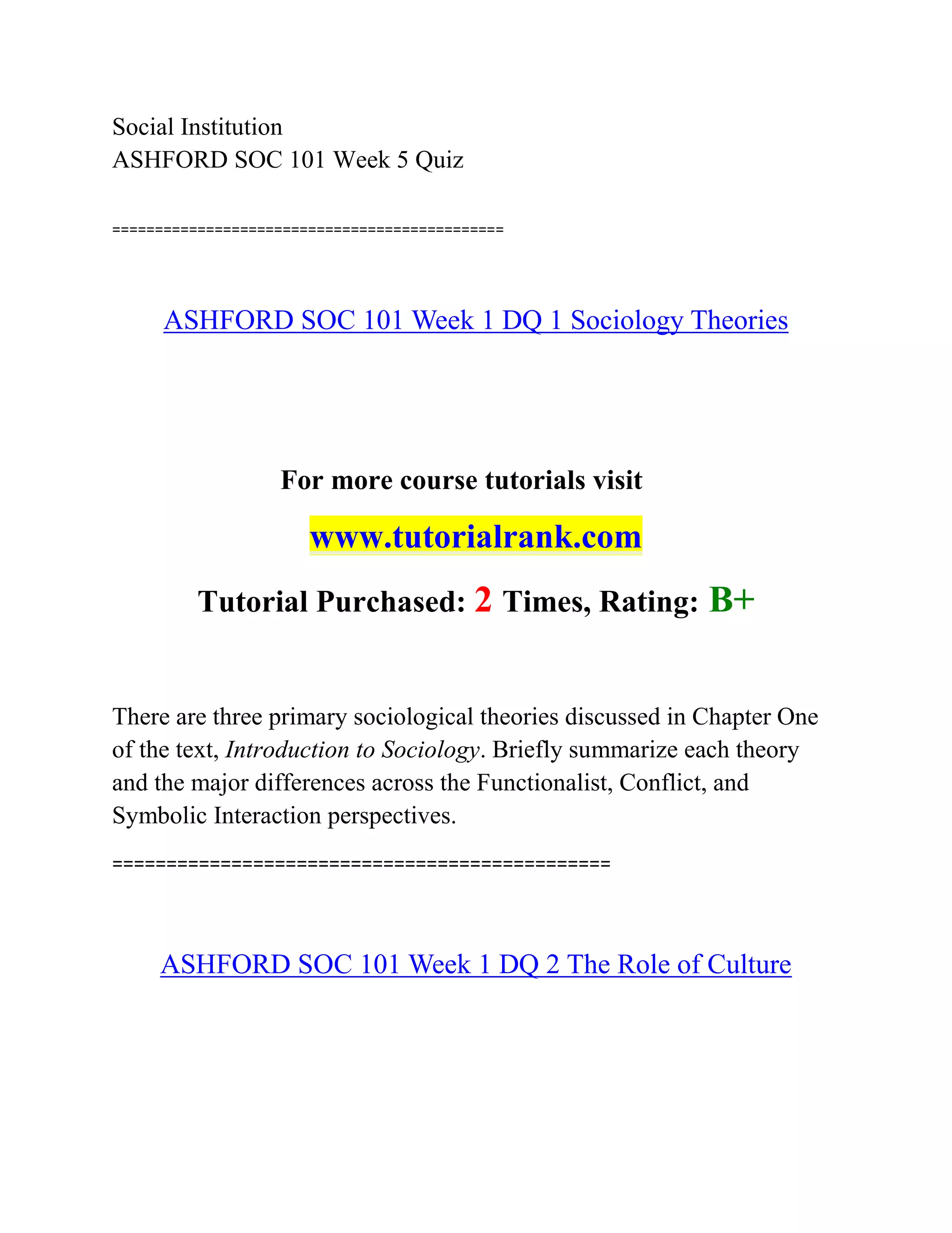Soc 101 Effective Communication - tutorialrank.com