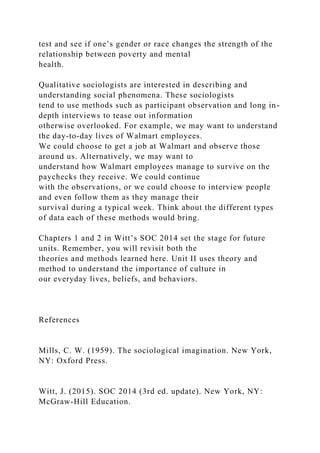 SOC 1010, Introduction to Sociology 1 Course Learning.docx