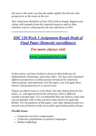 Soc 120 Believe Possibilities / snaptutorial.com