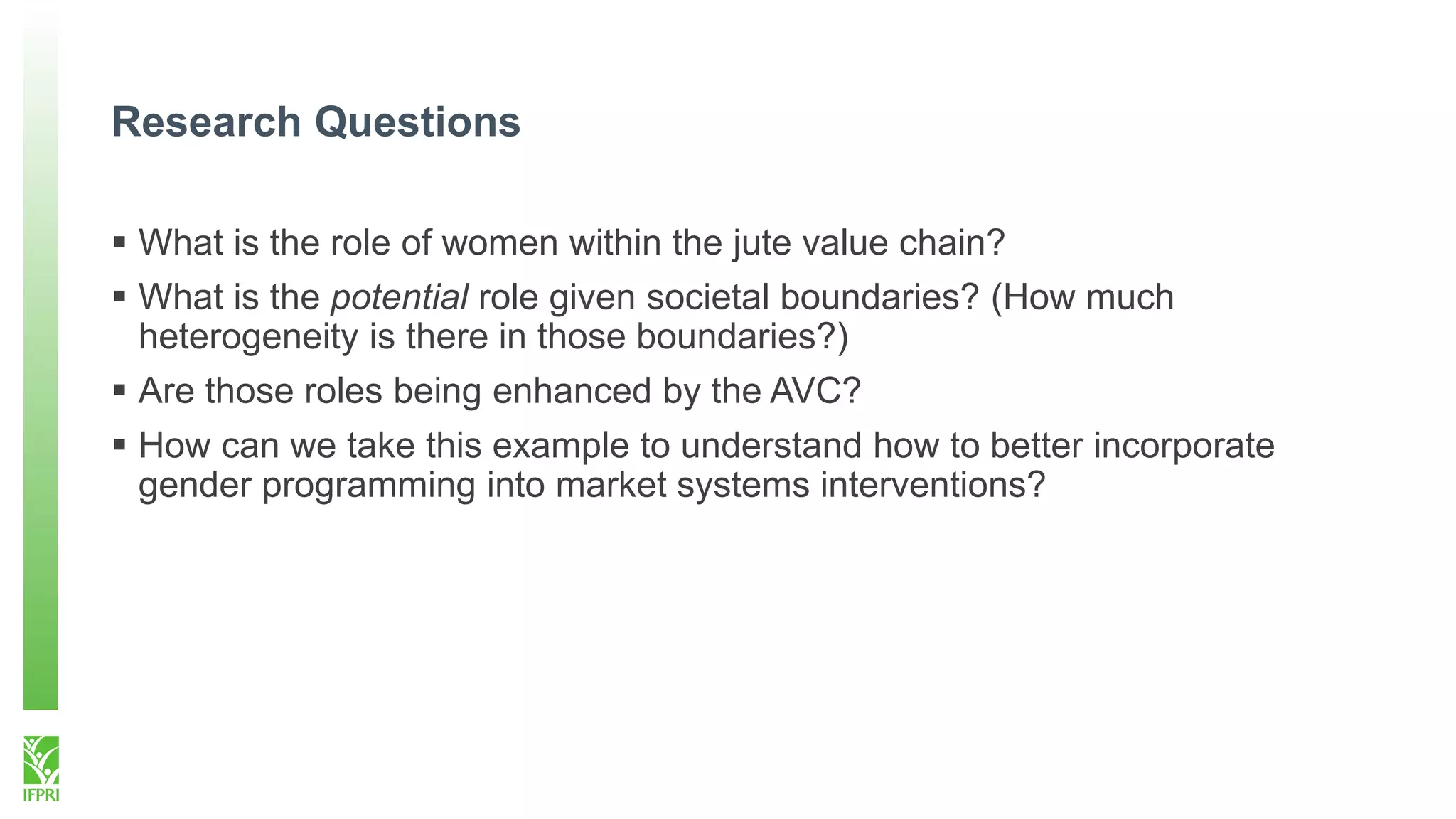 Gender roles in the jute value chain in Bangladesh - Experience from ...