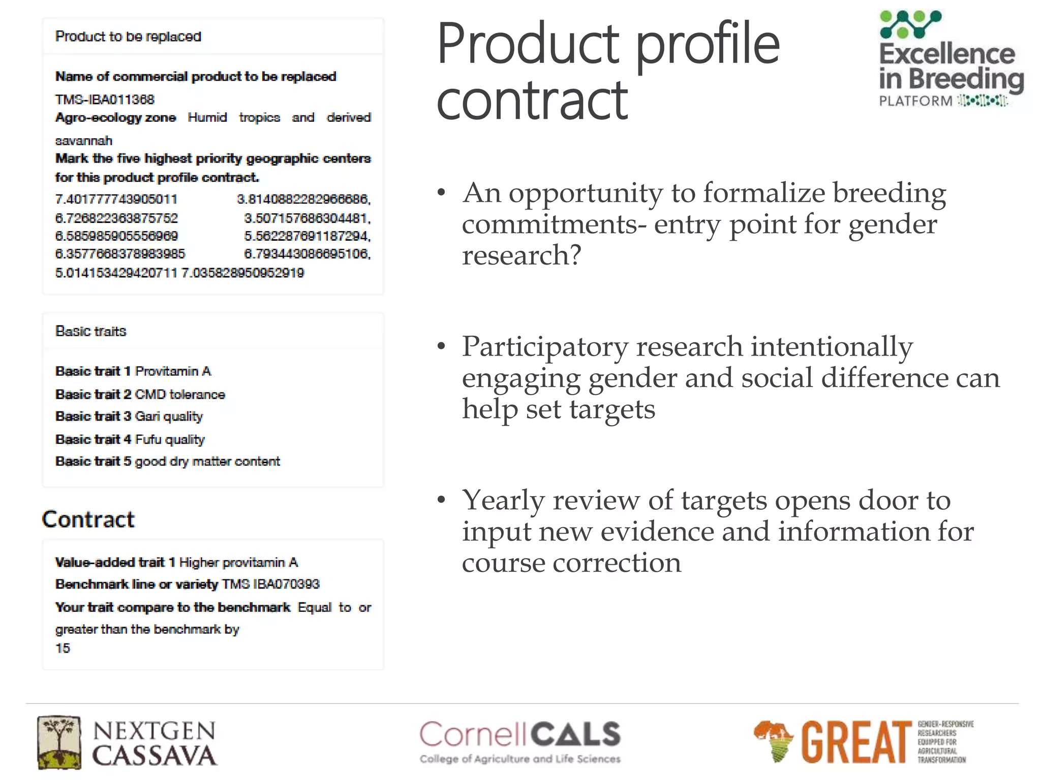 Gender-responsive breeding and product profiles - Developing gender ...