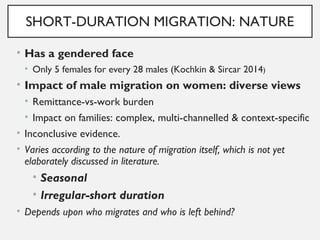 Short-duration male migration and women's autonomy - evidence from ...